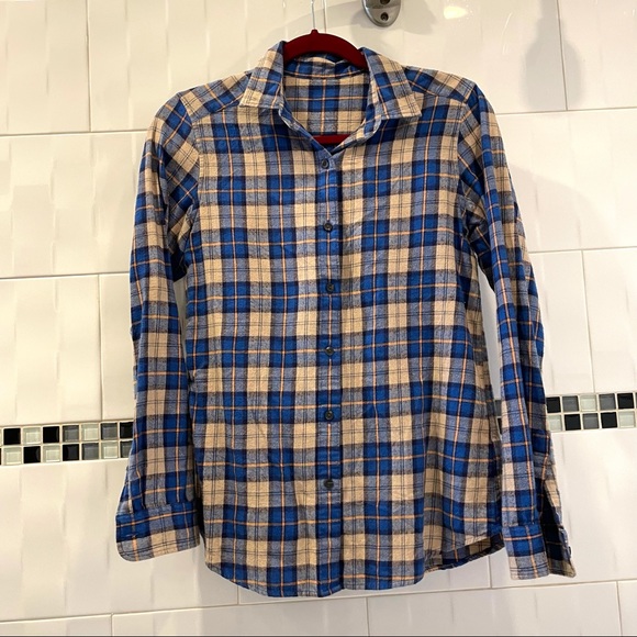 Uniqlo | Tops | Uniqlo Plaid Shirt Blue And Yellow Flannel | Poshmark